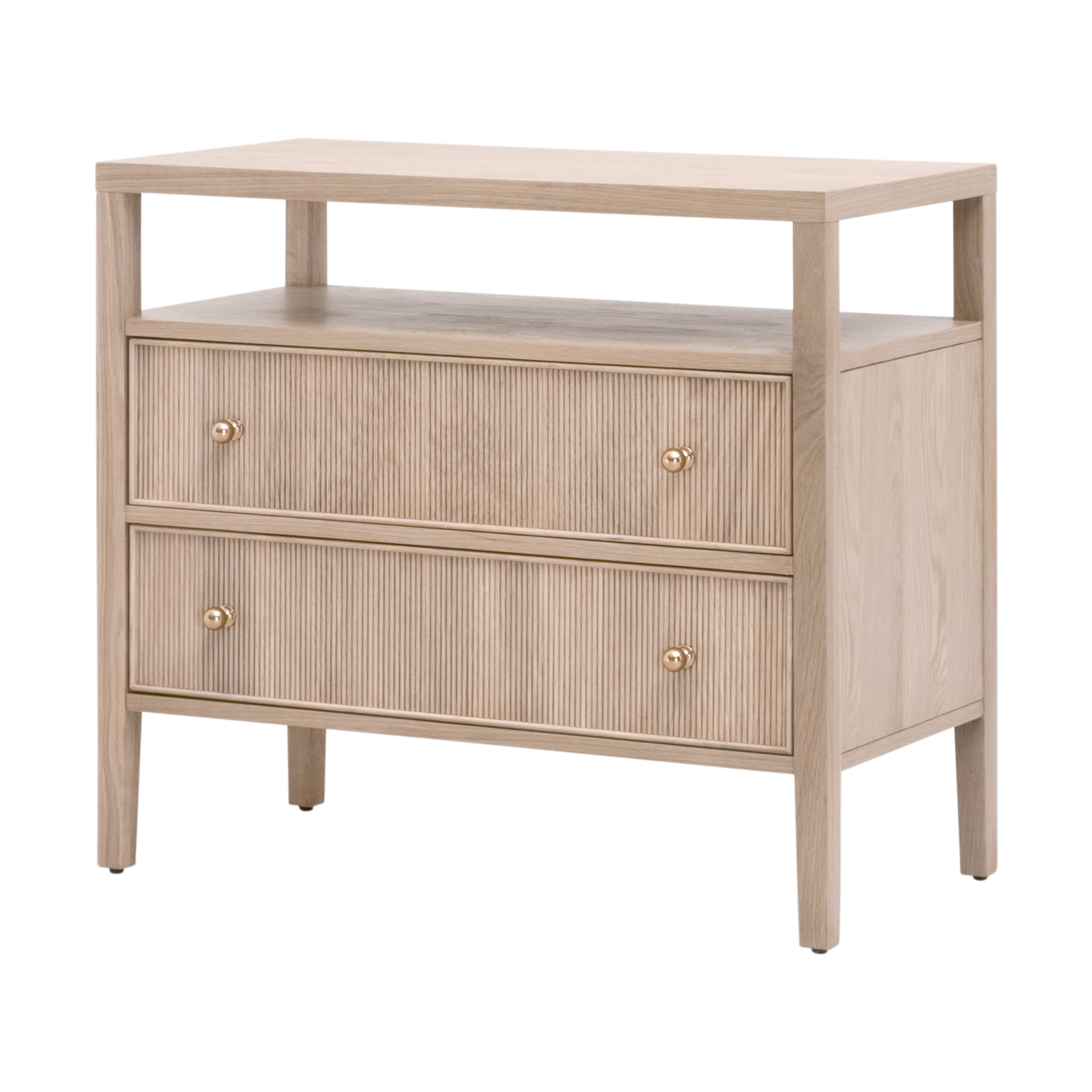 Two drawer nightstand with shelf store